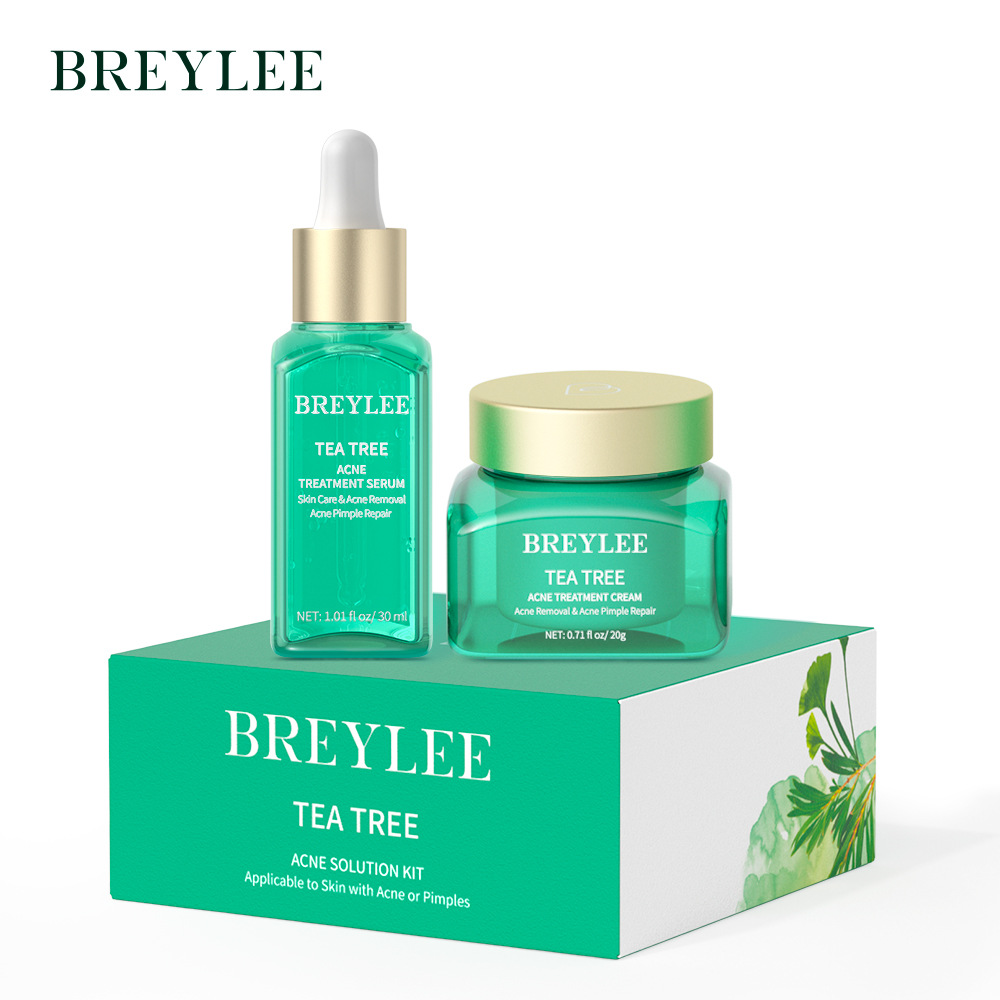 BREYLEE TEA TREE ACNE SOLUTION KIT TEA TREE KIT (liquid 30ml & cream ...